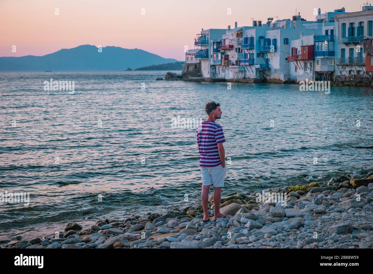 young men on vacation Greece, Mykonos Greece, Little Venice Mykonos ...