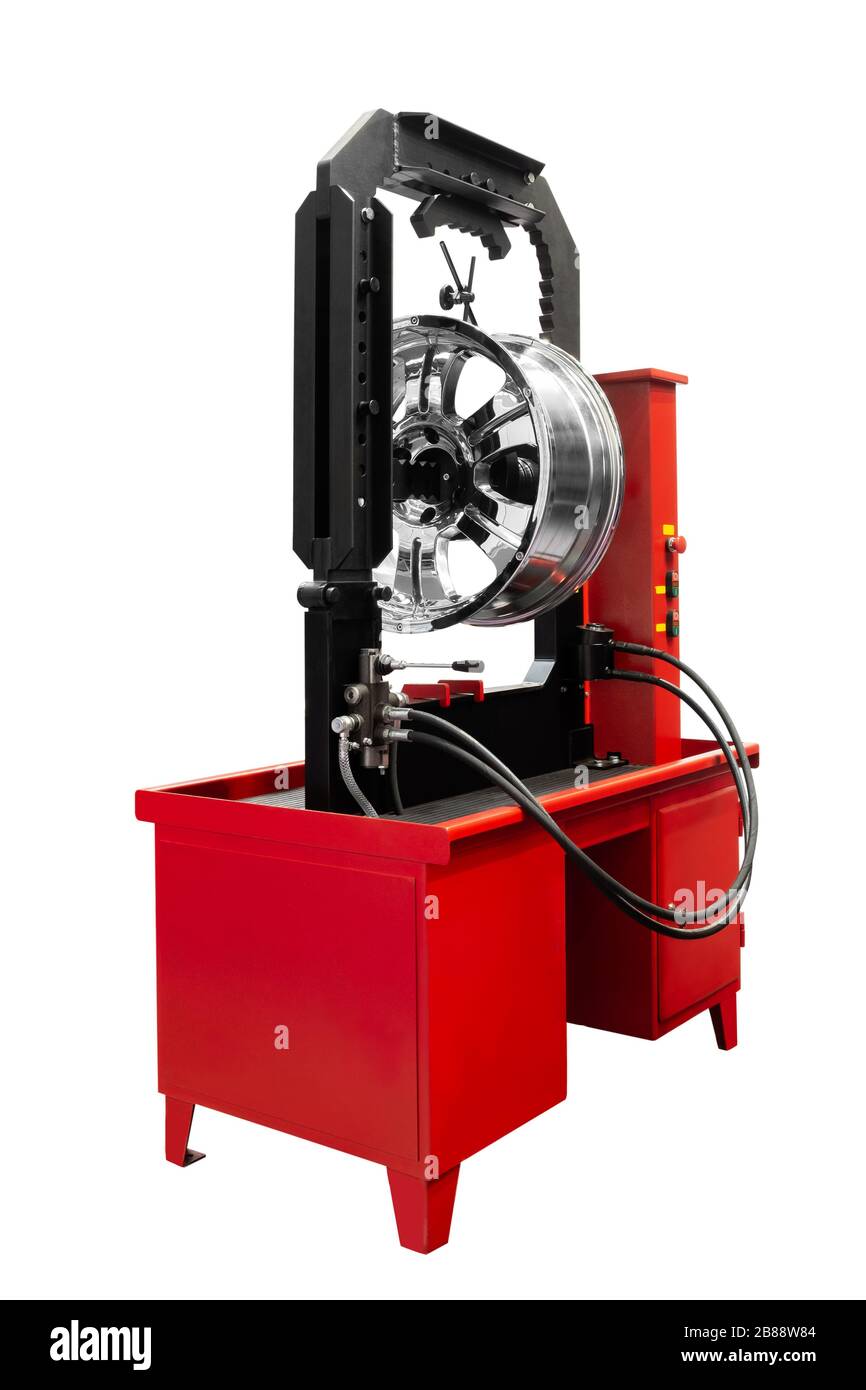 Modern automated wheel alignment machine Stock Photo - Alamy