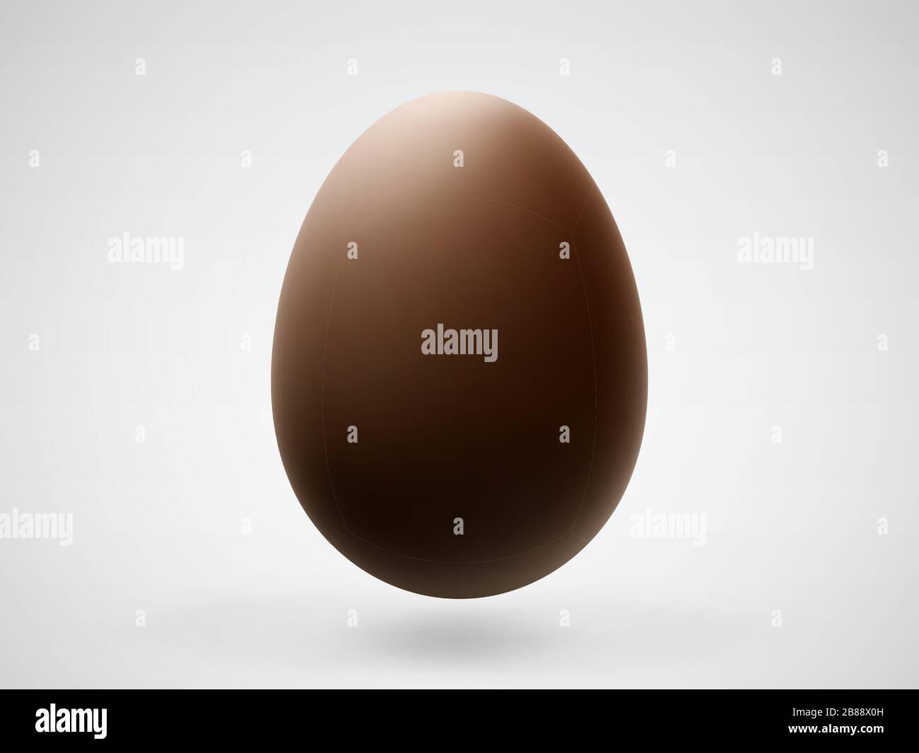 Single realistic chocolate Easter 3D egg with shadow on white ...