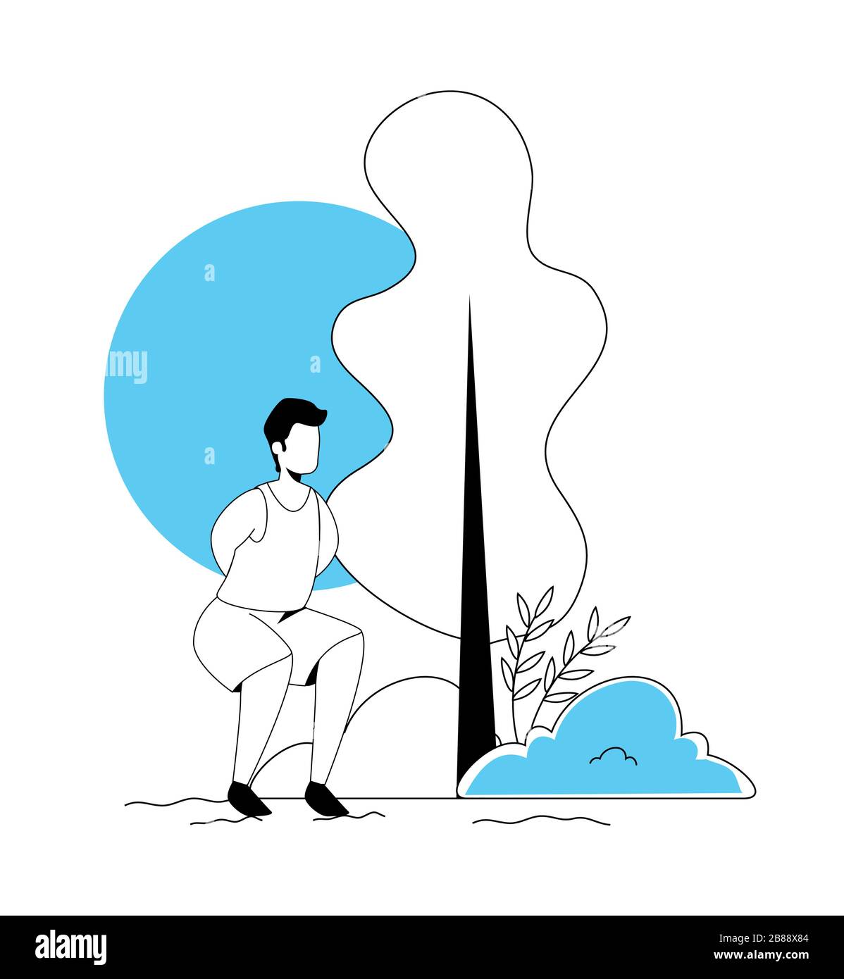 young man practicing exercise in landscape Stock Vector Image & Art - Alamy