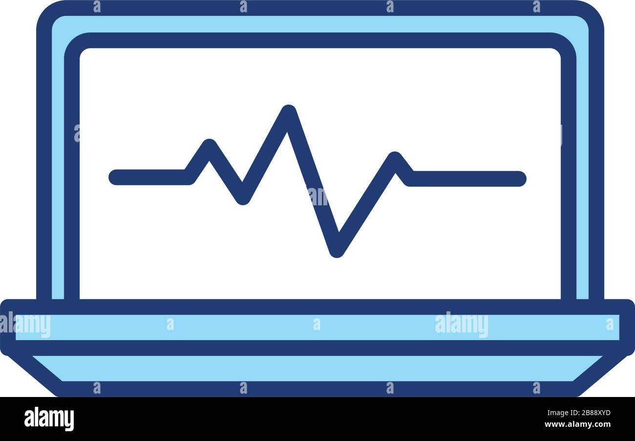 Pulse inside laptop line and fill style icon vector design Stock Vector ...