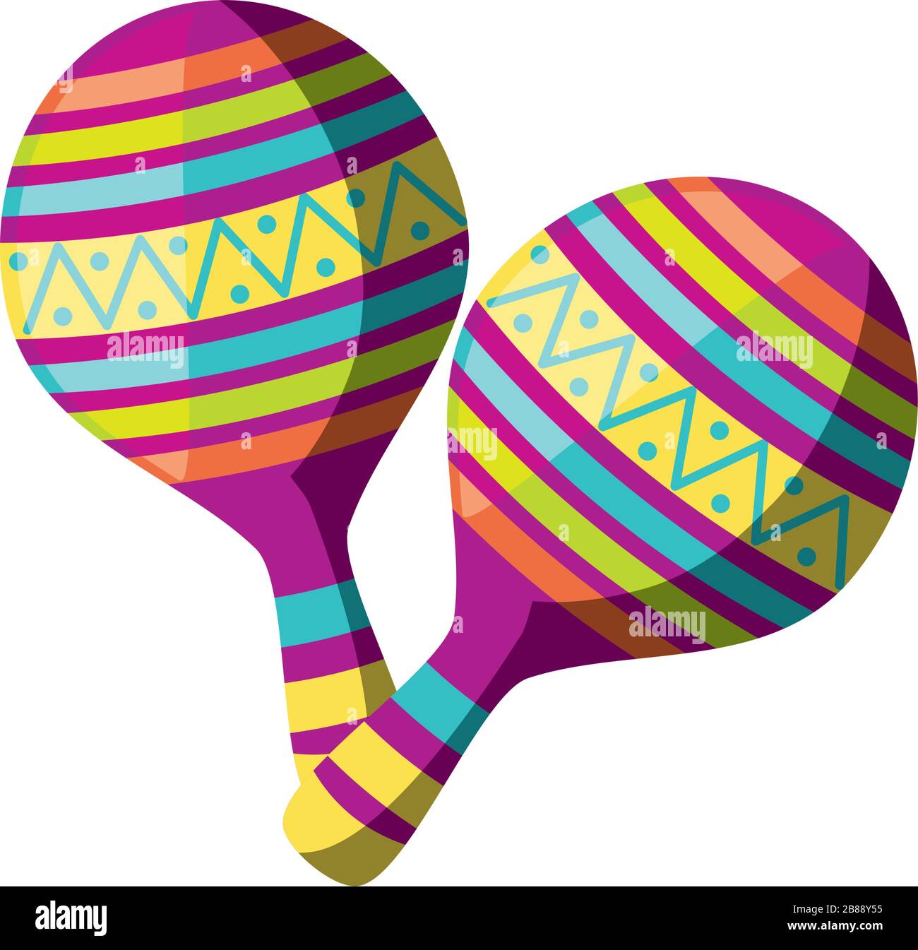 pair of maracas, musical instrument on white background vector ...