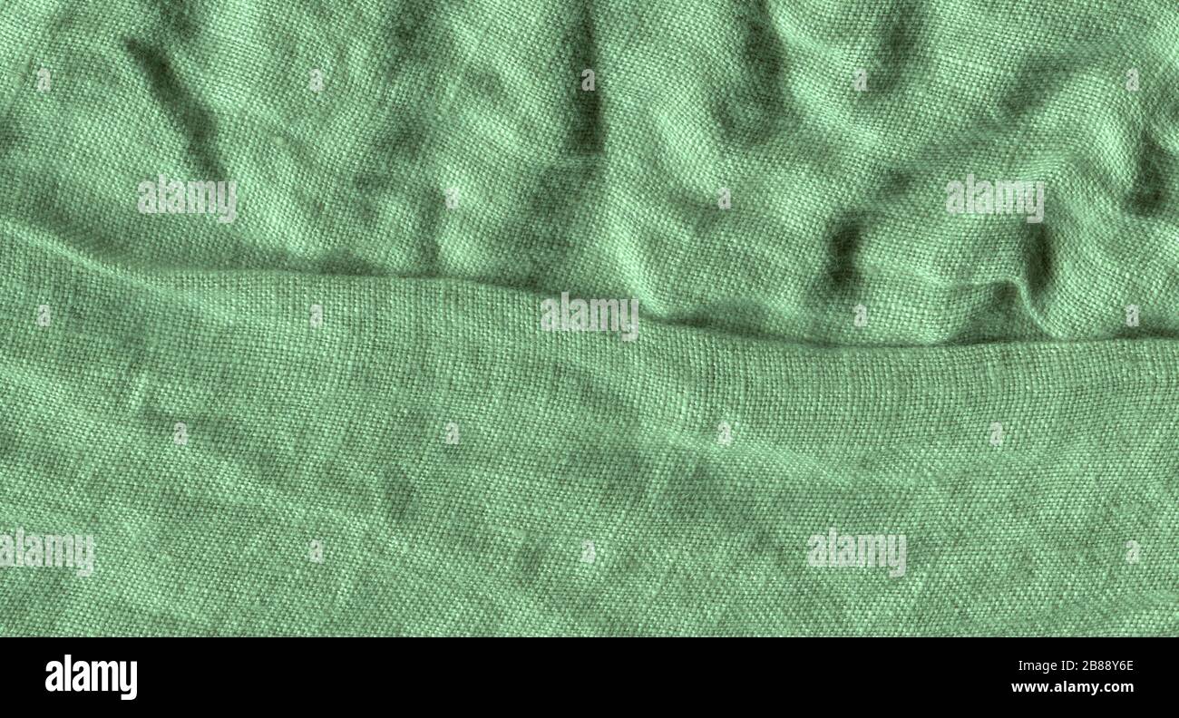 Green linen texture background. Green fabric surface for background ...