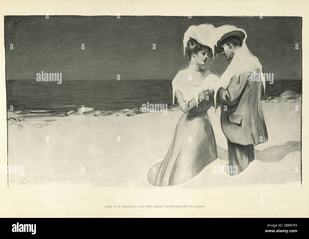 Couple in love, Love in a cold climate, Edwardian romance. A Widow And ...