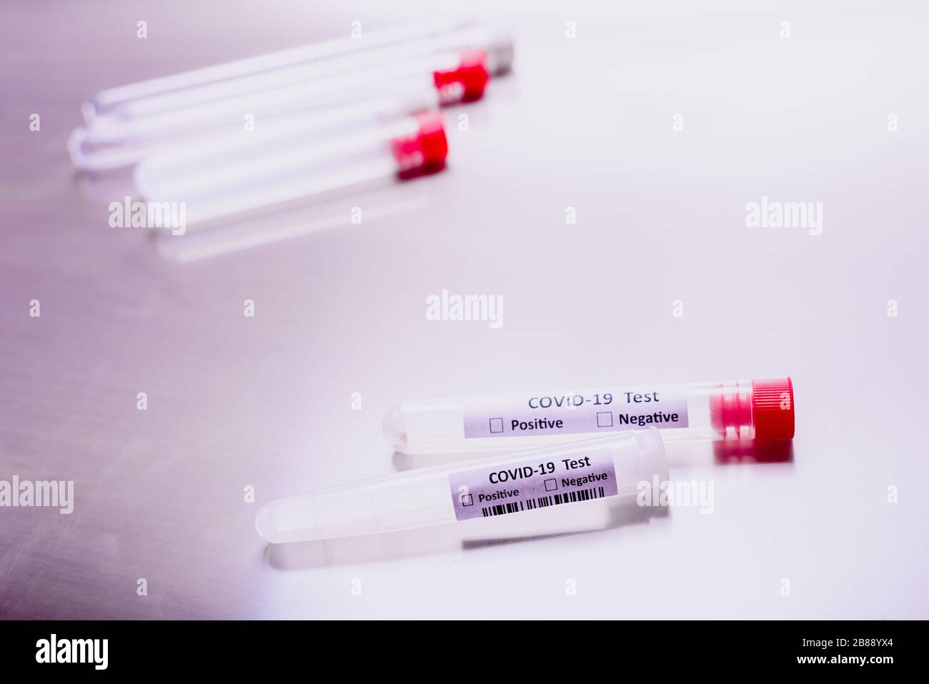 Laboratory test to detect covid-19, isolated test tubes with ...