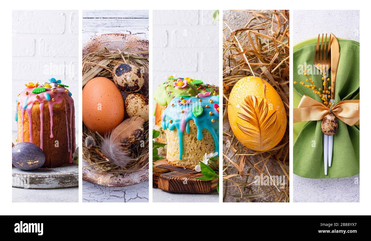 Collage with Easter cakes and eggs Stock Photo - Alamy