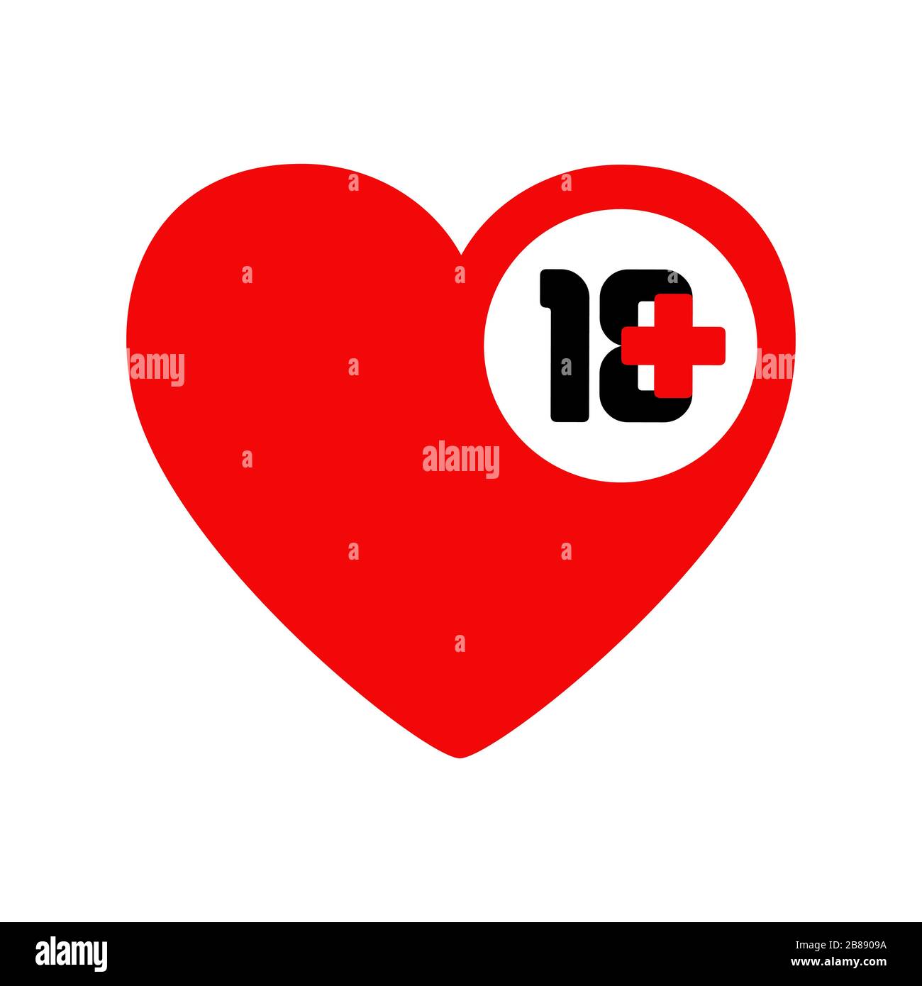 18 plus age limit sign in the shape of a red center on a white ...