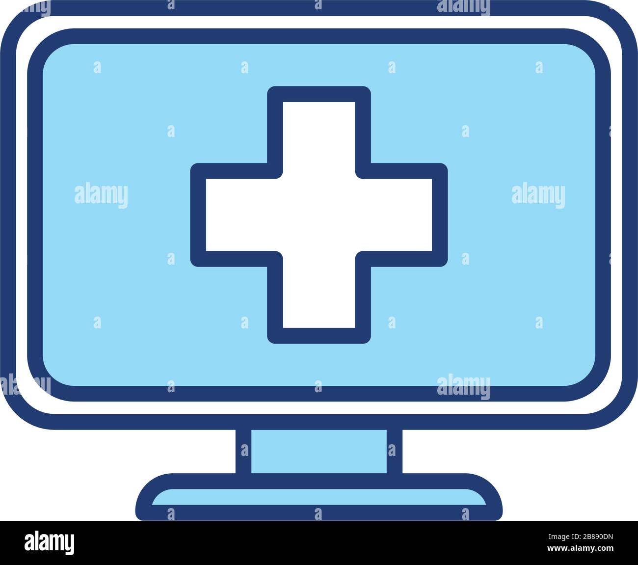 Isolated cross inside computer line and fill style icon vector design ...