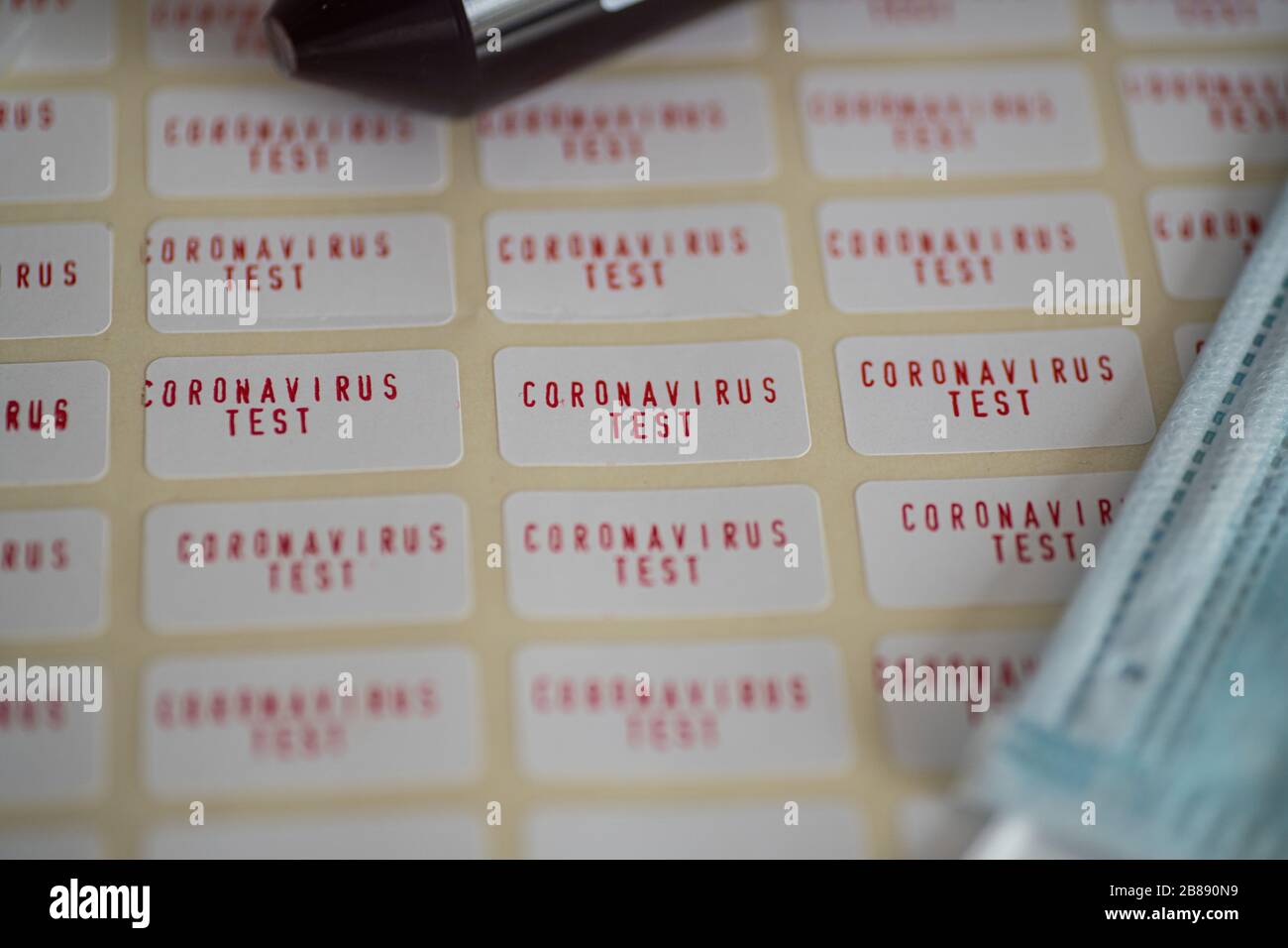 Labels for coronavirus tests in chemical laboratory Stock Photo - Alamy