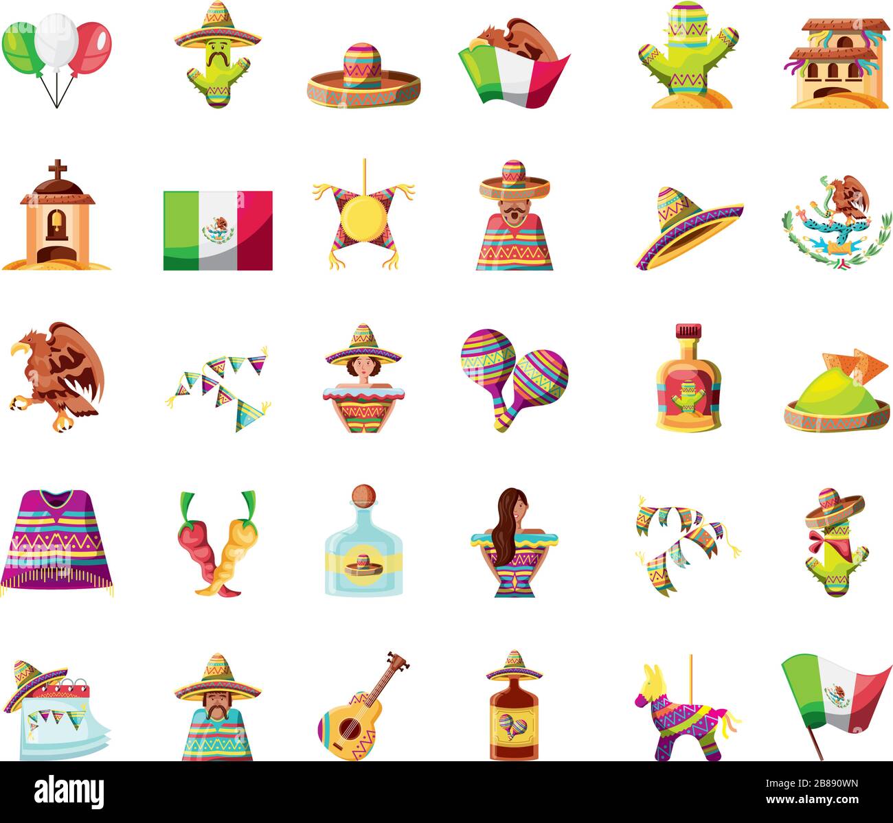 set of icons cinco de mayo on white background vector illustration ...