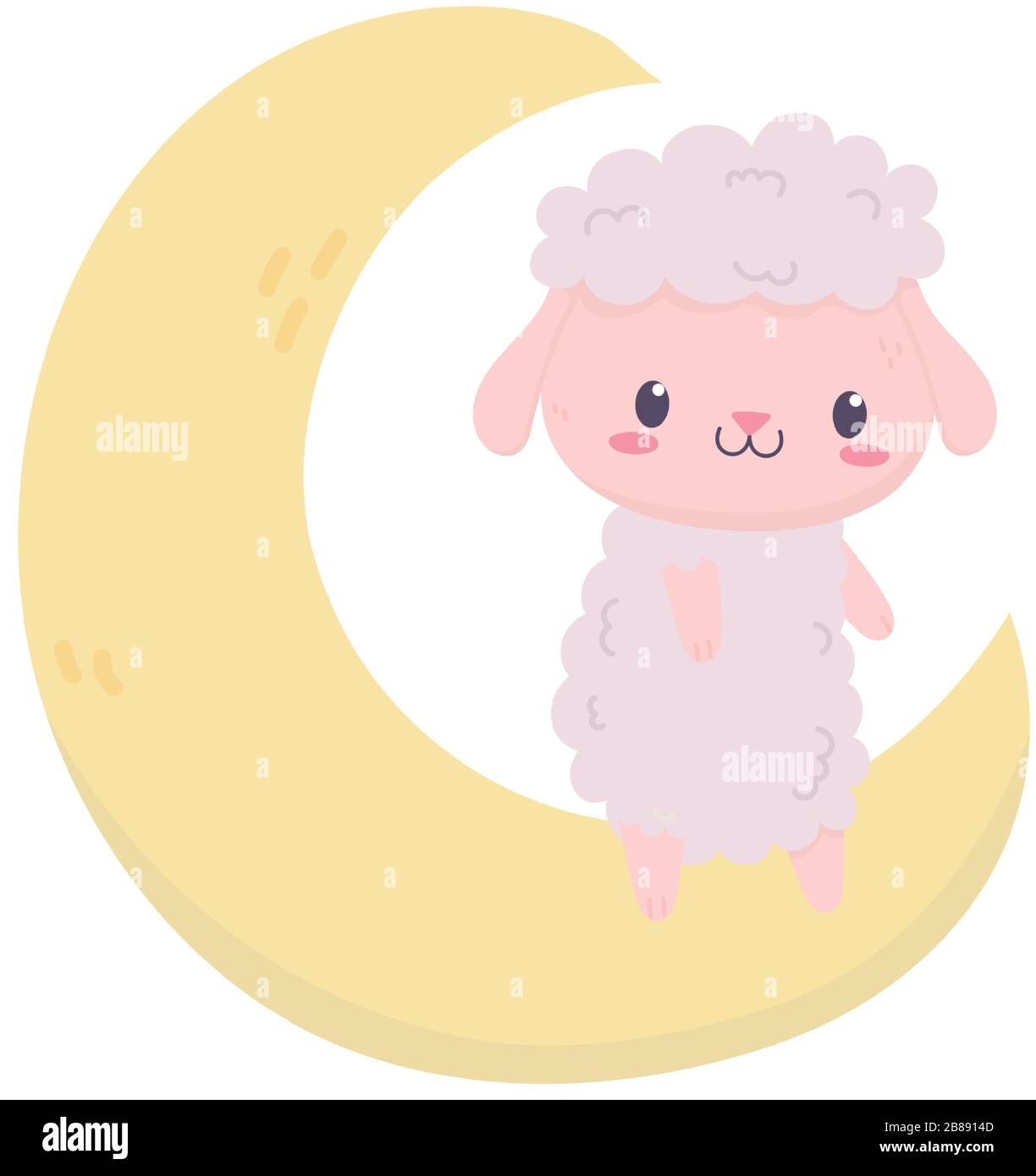 baby shower cute sheep sitting on moon decoration cartoon vector ...