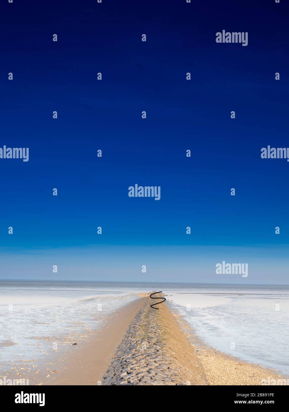 Aerial view of horizon over sea and pier, national park and Unesco ...