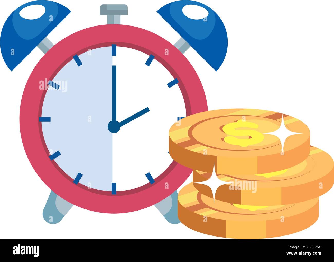 pile coins with alarm clock isolated icon Stock Vector Image & Art - Alamy