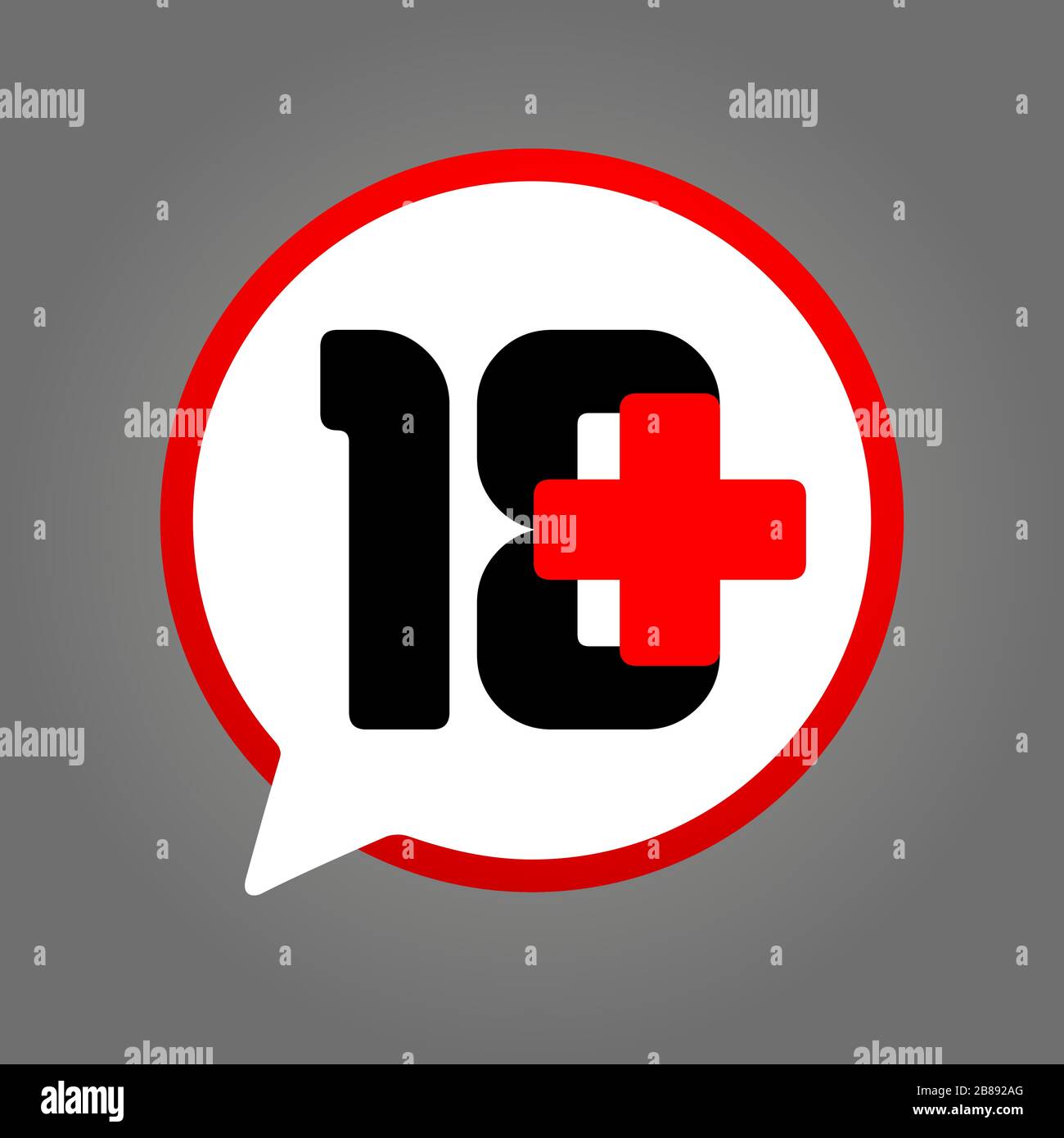 Age limit 18 plus round red and white sign. contact point or location ...