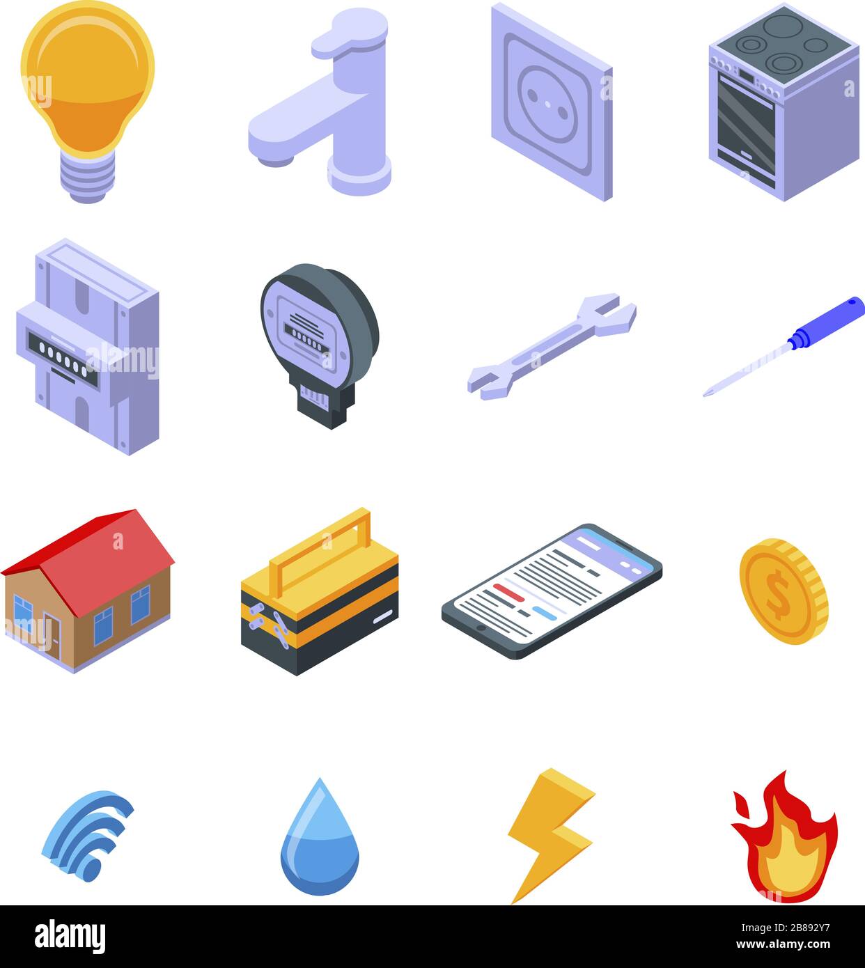 Utilities icons set, isometric style Stock Vector Image & Art - Alamy