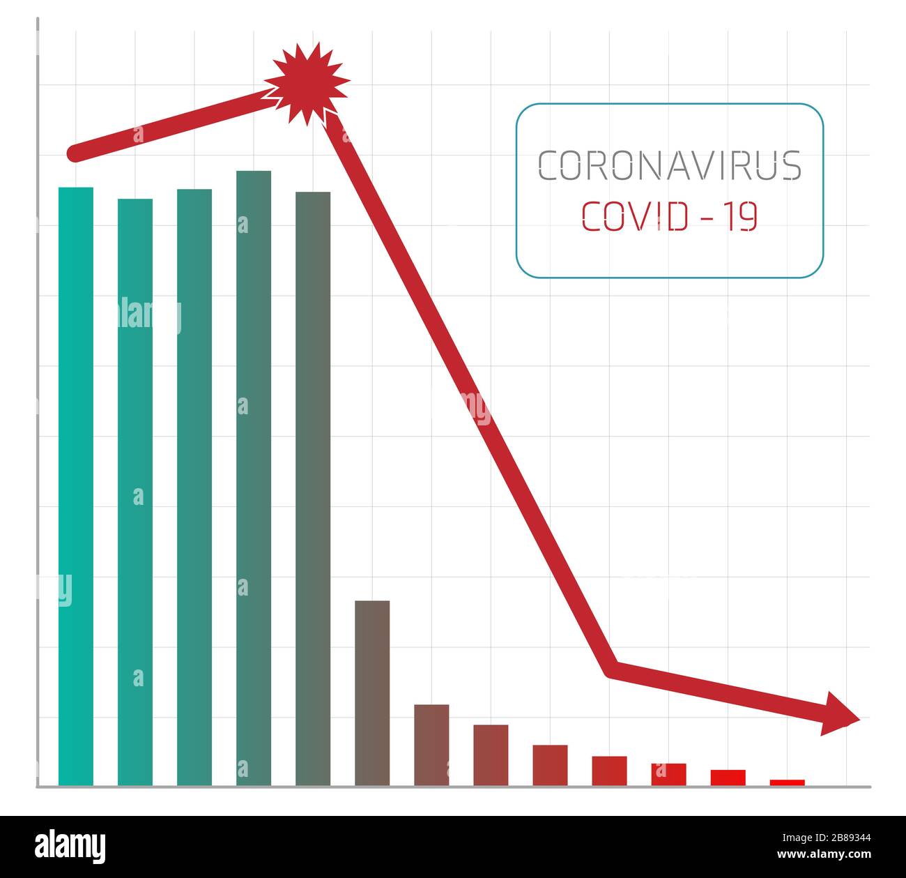 Red graph with a down arrow illustration large banner Stock Photo - Alamy