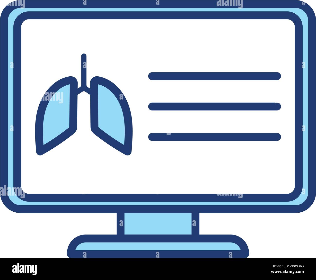 Lungs inside computer line and fill style icon vector design Stock ...