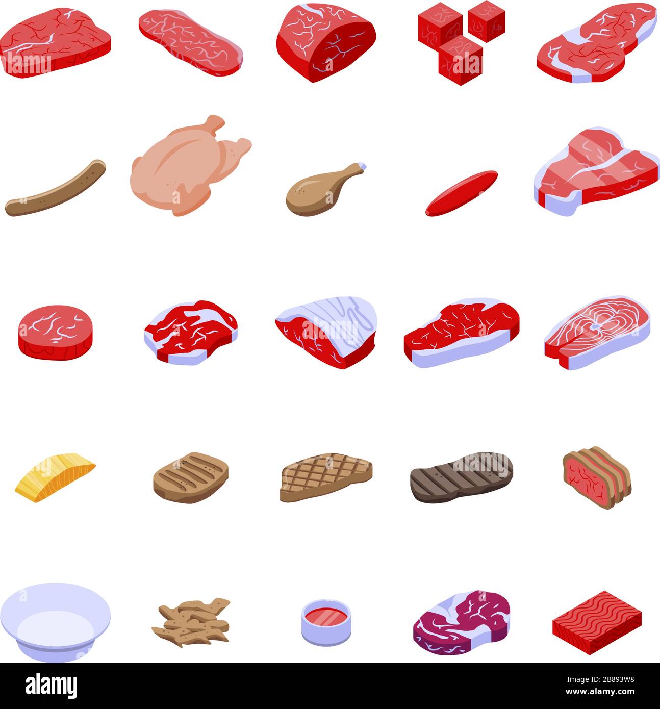 Meat icons set, isometric style Stock Vector Image & Art - Alamy