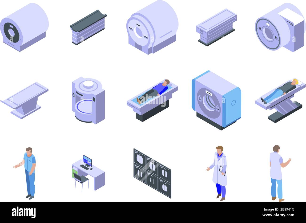 Magnetic resonance imaging icons set, isometric style Stock Vector ...