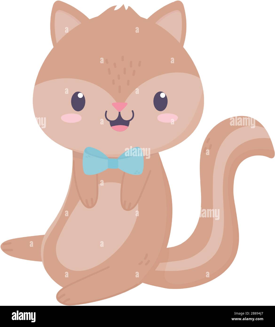 cute squirrel with bow tie animal cartoon isolated icon vector ...