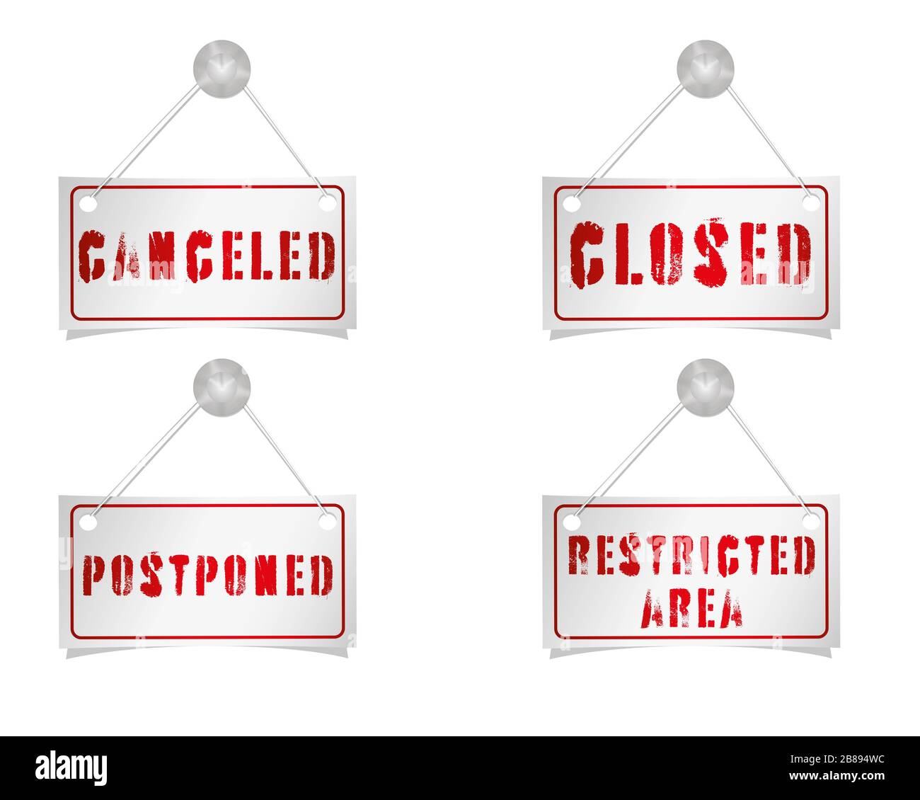 Alert cancelled red label set isolated on a white background Stock ...