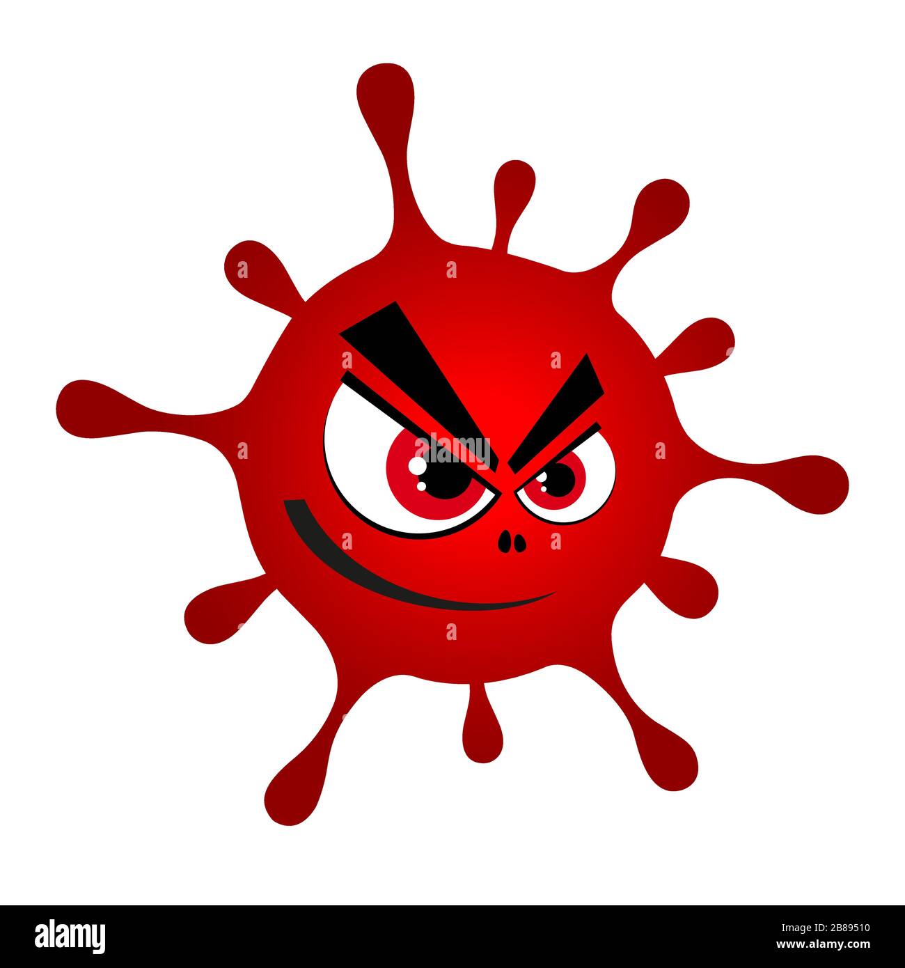 Cartoon red virus, microbe, bacteria icon on a white background. angry ...