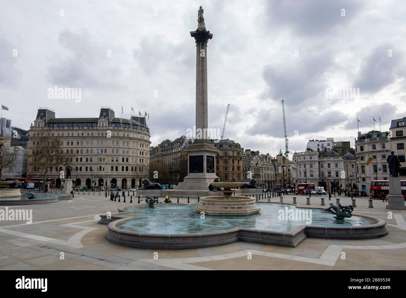 London, UK. 20th March 2020. A deserted Trafalgar Square Stock Photo ...