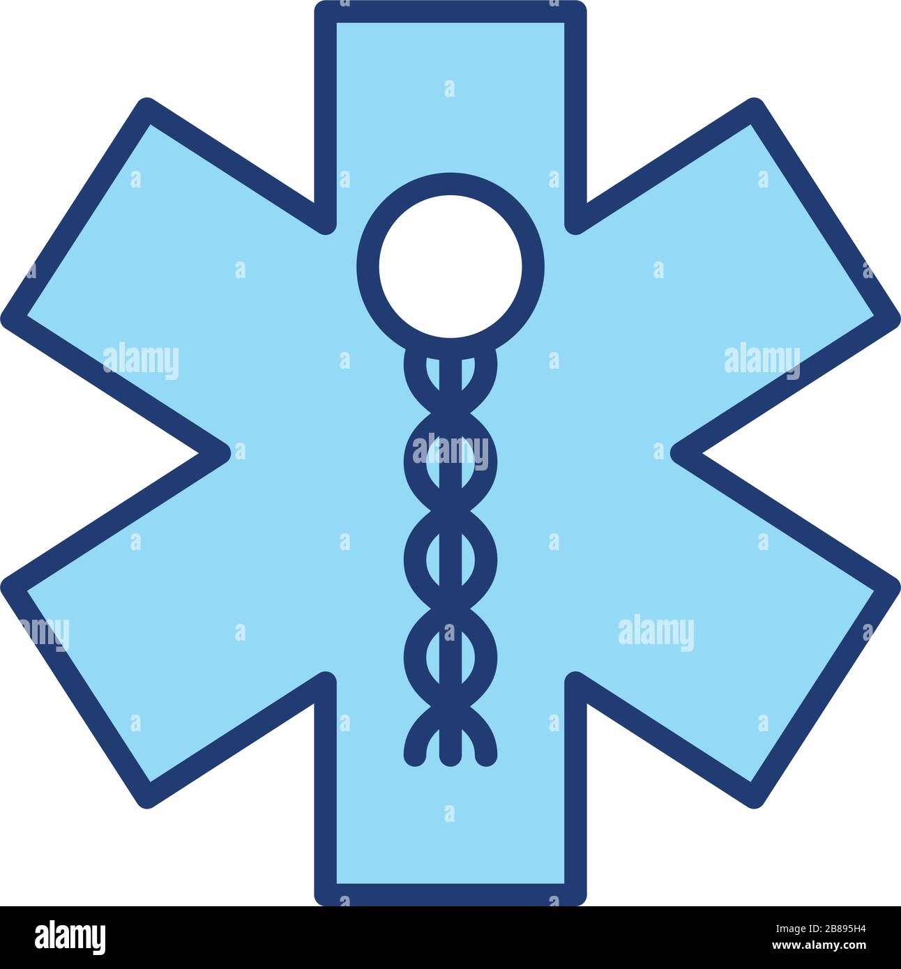 Isolated star of life line and fill style icon vector design Stock ...