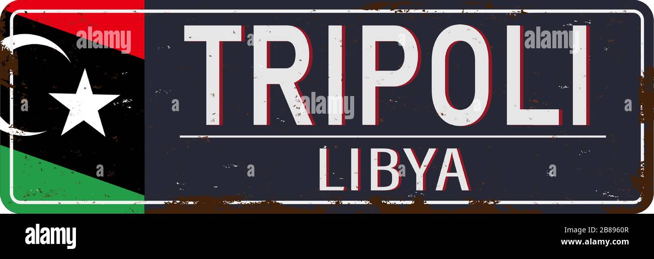 Tripoli Libya metal road sign Vector Illustration Design Stock Vector ...