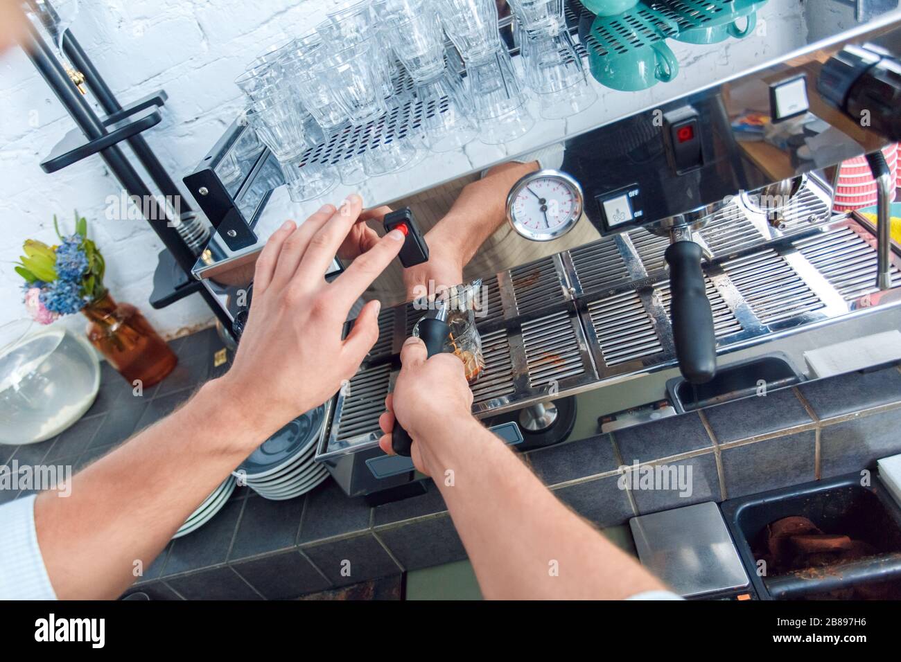 Turn on coffee machine hi-res stock photography and images - Alamy