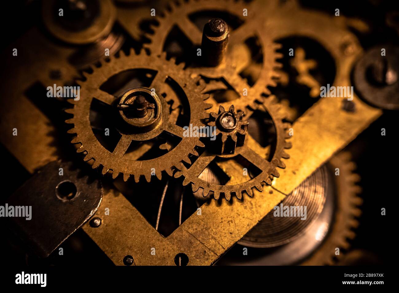 An old and dusty clock mechanism, a broken and lost time, a passing ...