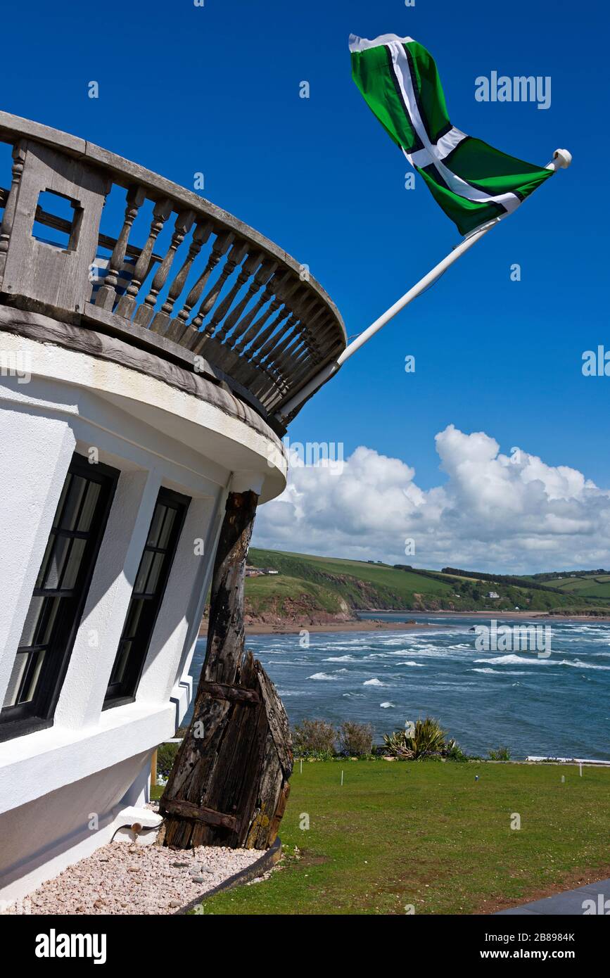 the iconic 1930's Art Deco Burgh Island Hotel as seen from the hotel ...