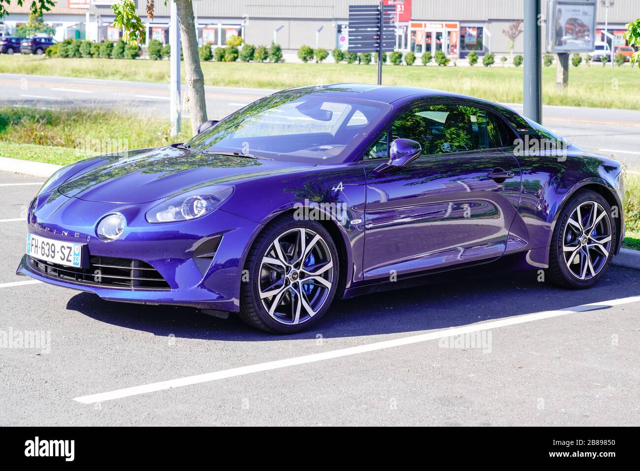 Bordeaux , Aquitaine / France - 10 11 2019 : blue Alpine A110 sports ...