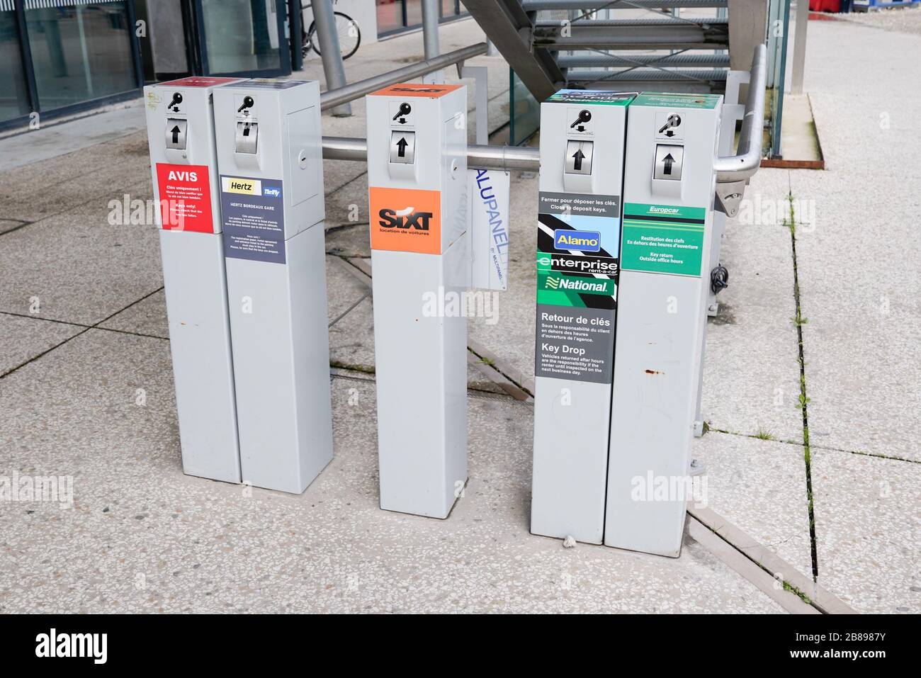 Bordeaux , Aquitaine / France - 10 17 2019 : Car rental key return box ...