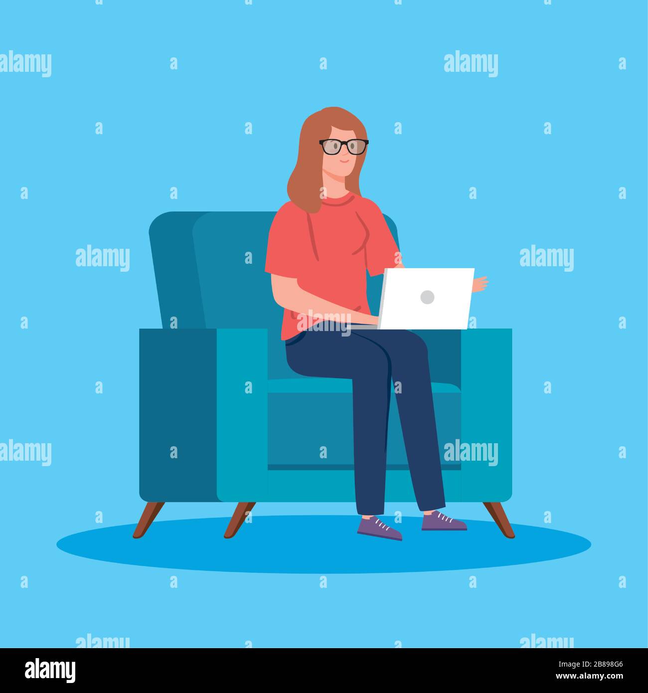 Woman telecommuting in business Stock Vector Images - Alamy