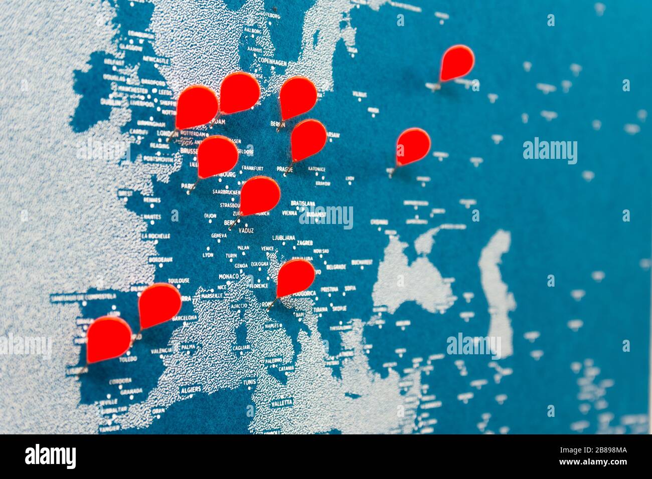 Europe Map with pins Stock Photo - Alamy