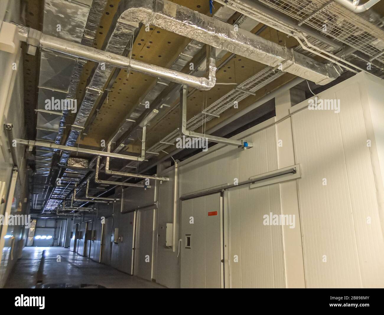 Pipelines of air conditioning and ventilation systems under the roof of ...
