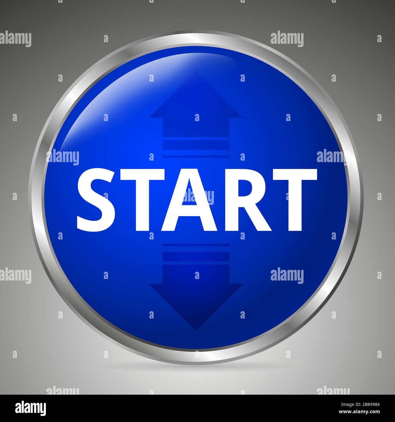 Big blue start button on a gray background. 3D style Stock Vector Image ...