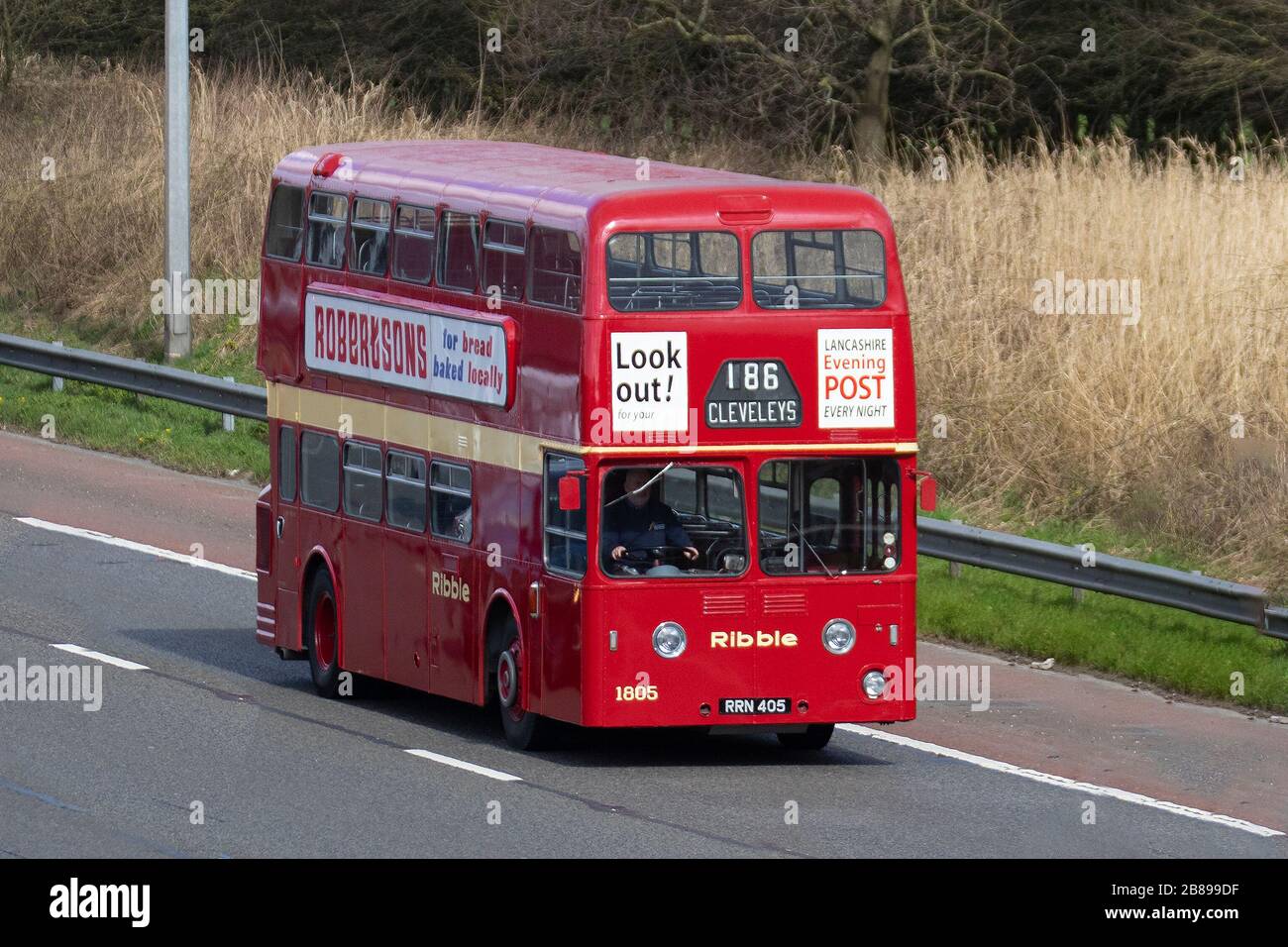 1962 60s red Leyland Titan double decker PSV bus; preserved classic ...