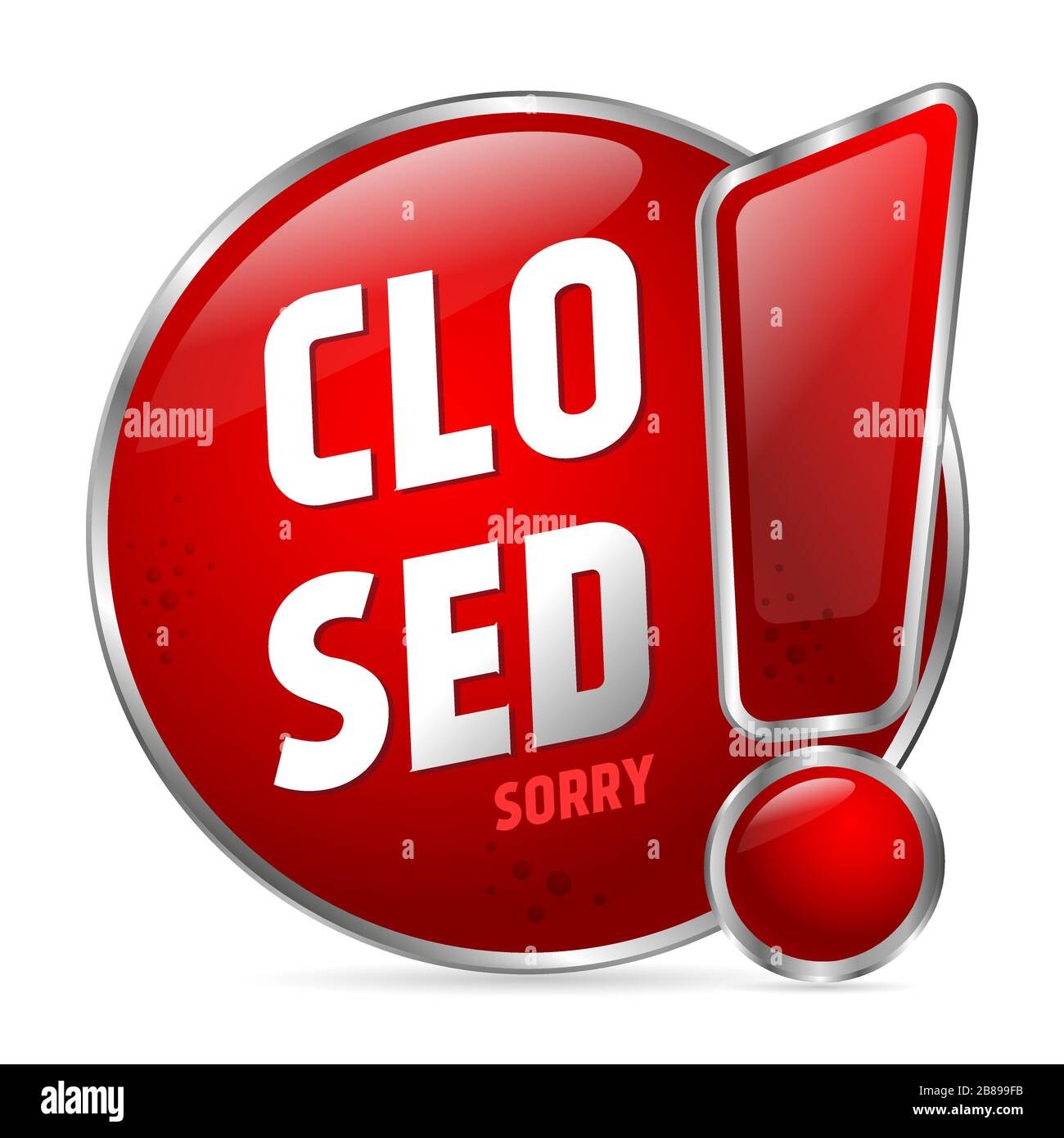 Big red button sorry closed. Sticker on the door. 3D style Stock Vector ...