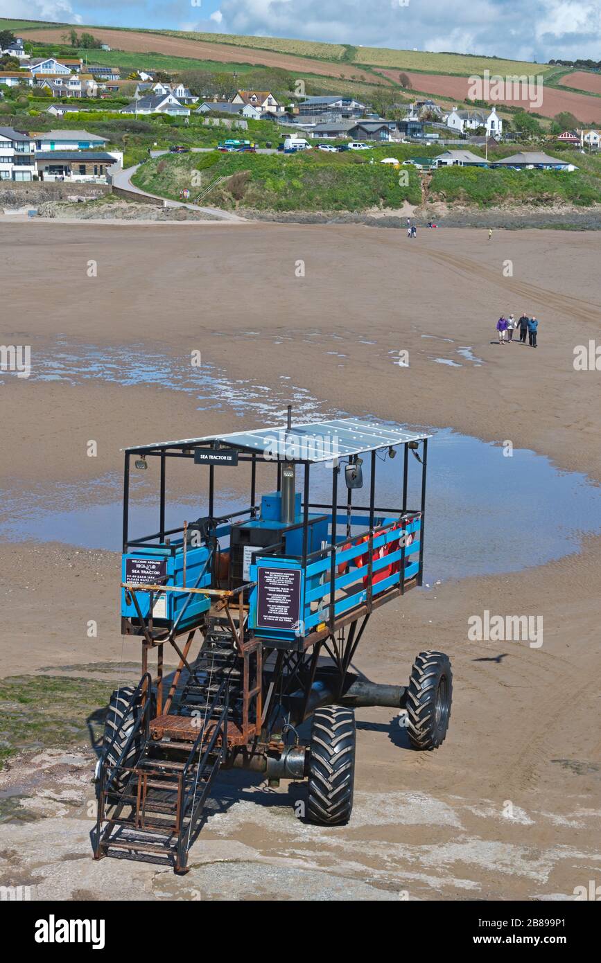the Burgh Island Sea Tractor waiting at the landing point on Burgh ...