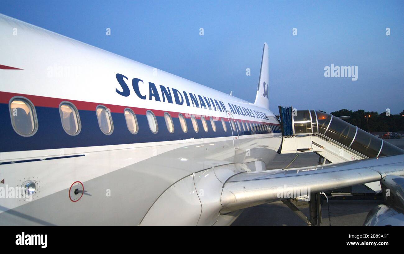 BERLIN, GERMANY - JUL 03rd, 2015: View of the wing and engine of the ...