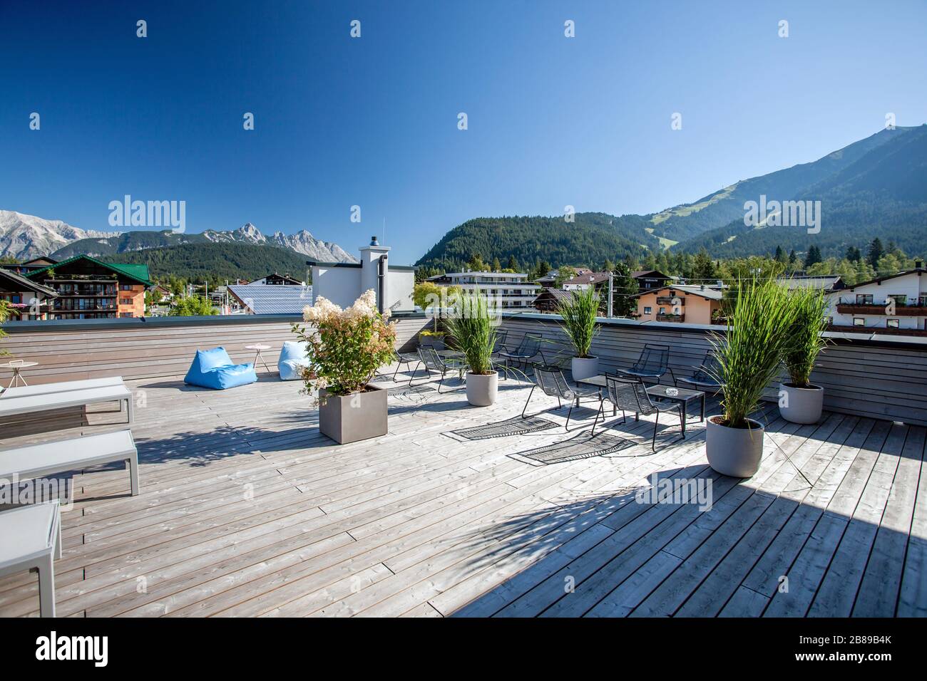 Rooftop with views over the mountains Stock Photo - Alamy