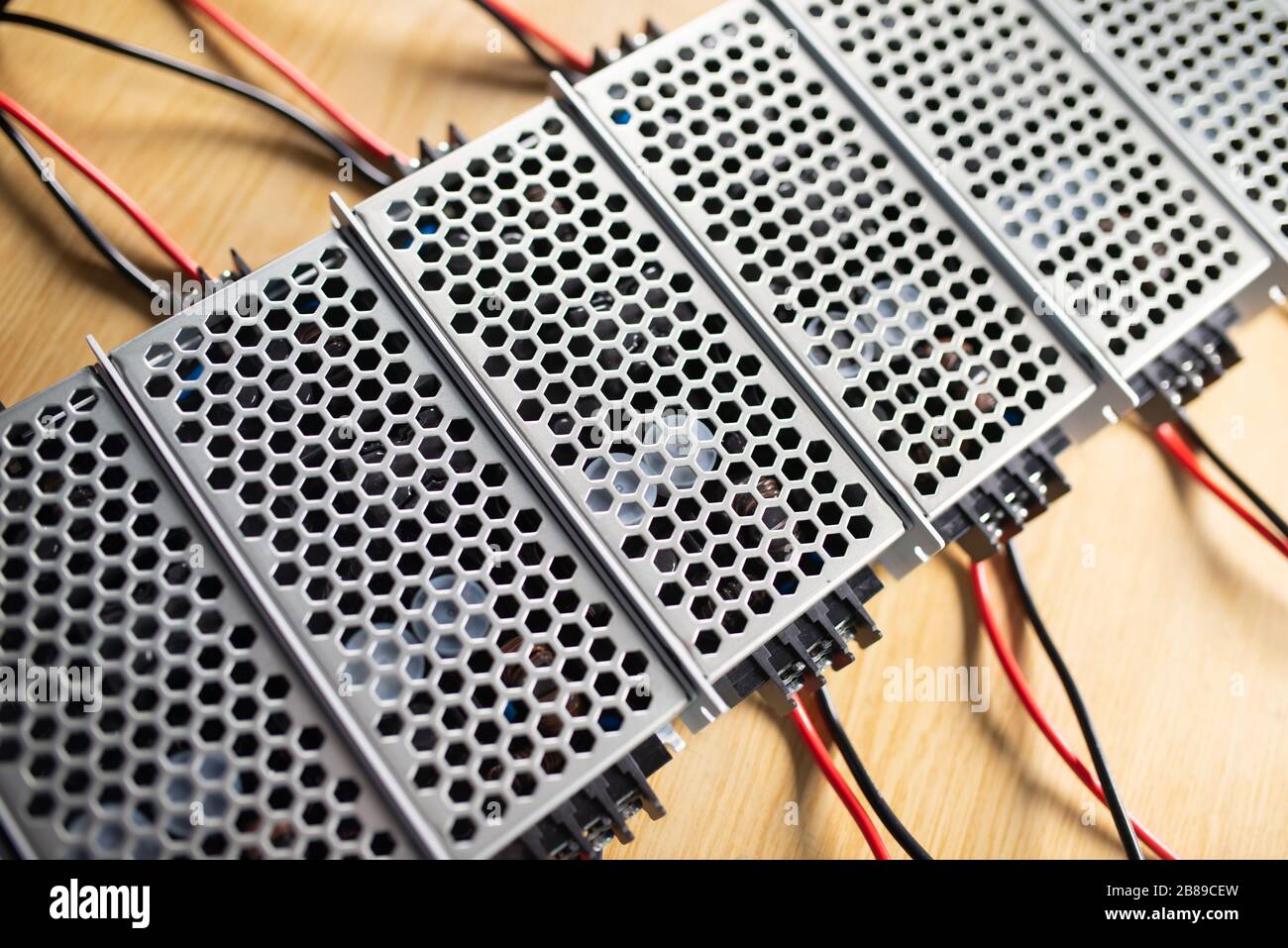 Top view of the metal mesh power supply of the microcircuit are on a ...