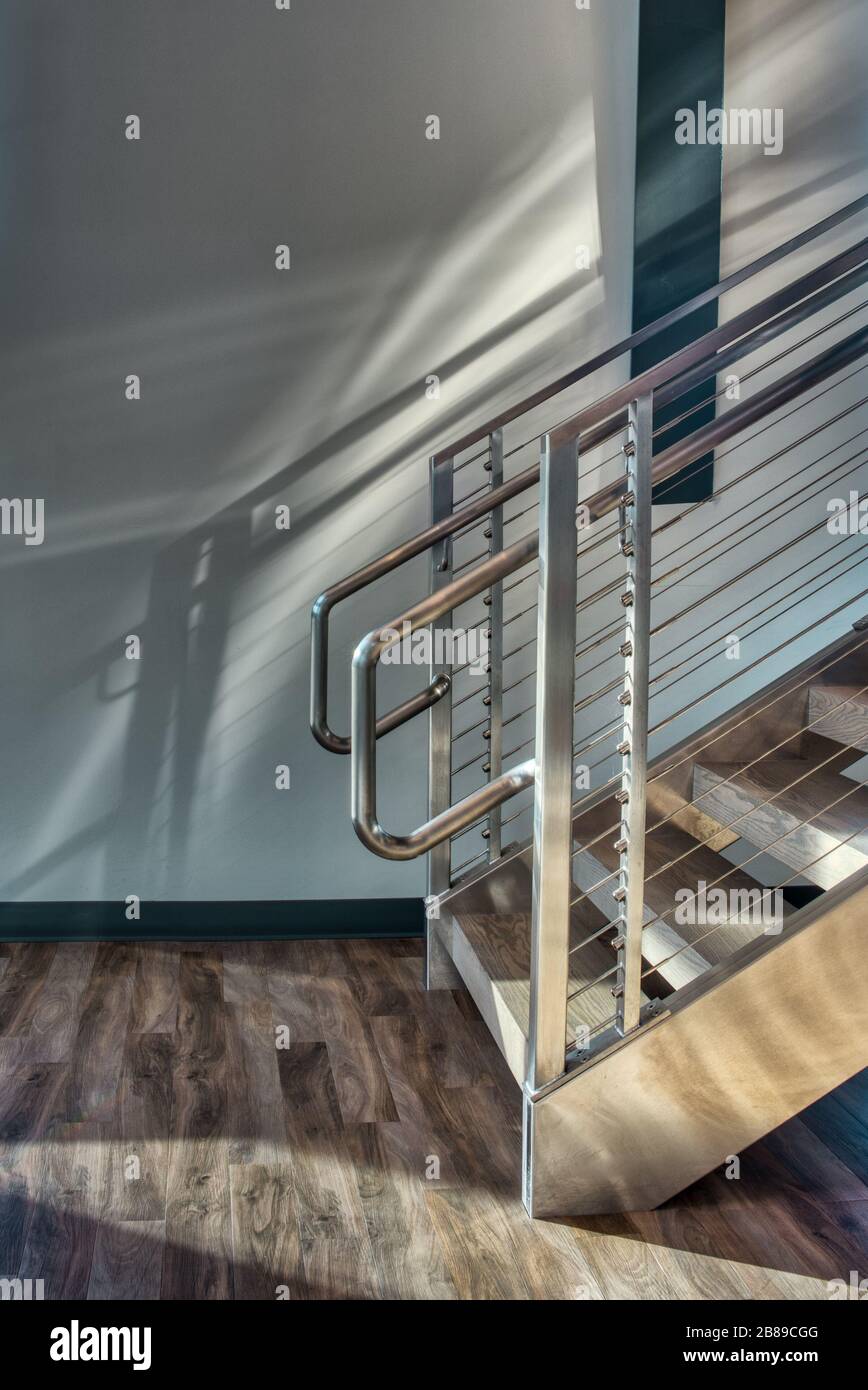 Architectural interior featuring custom metal hand rails Stock Photo ...