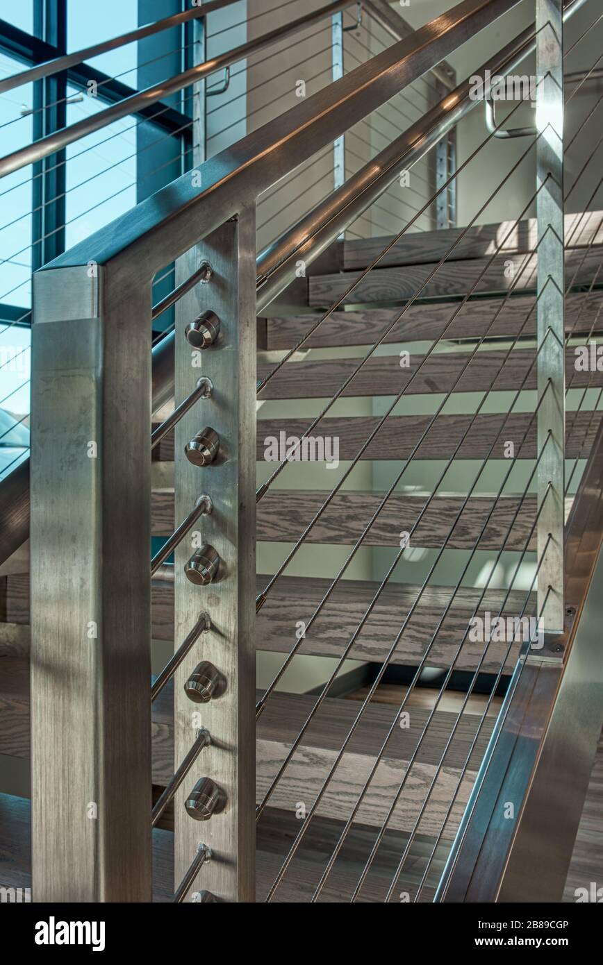 Architectural interior featuring custom metal hand rails Stock Photo ...