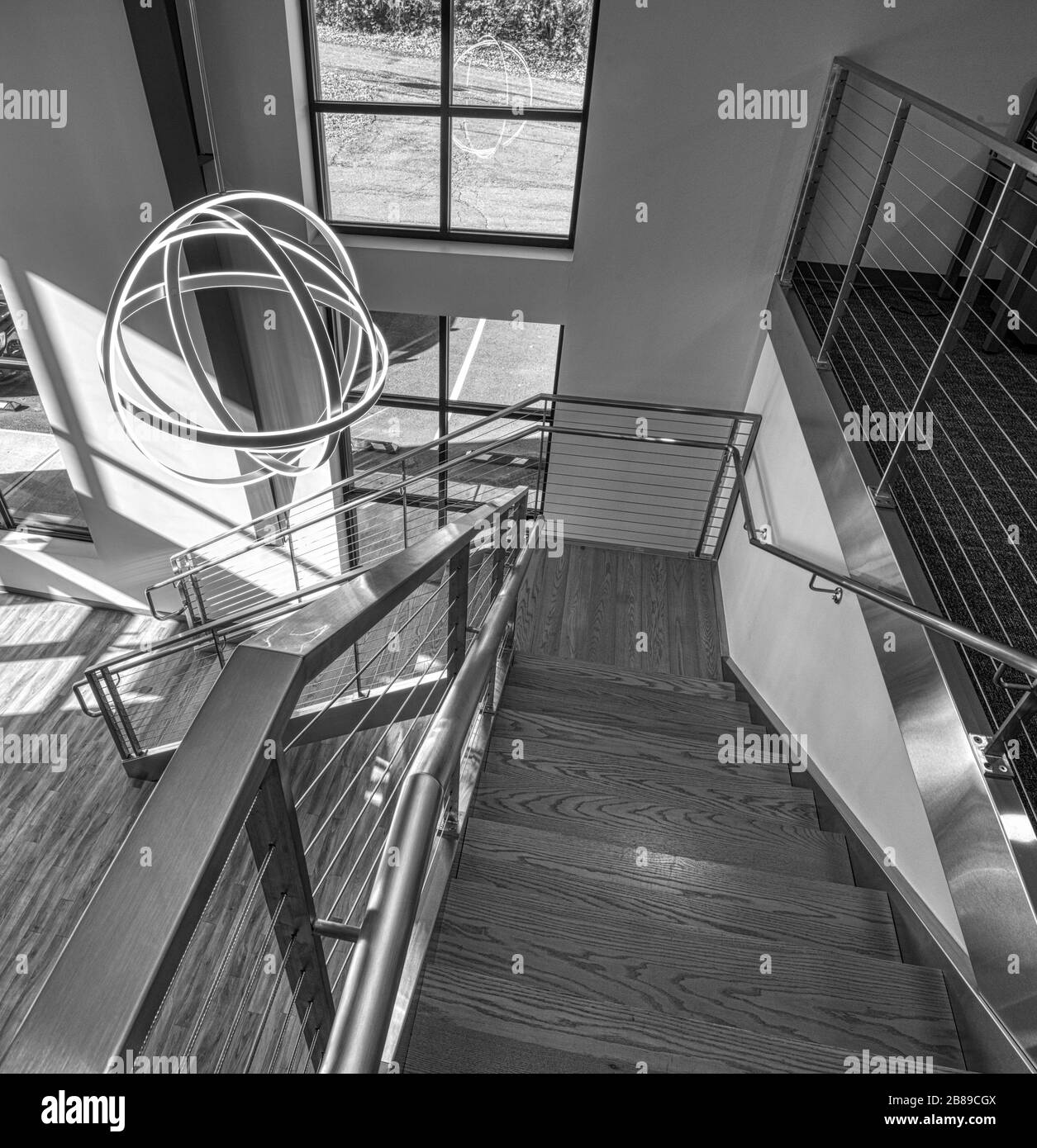 Architectural interior featuring custom metal hand rails Stock Photo ...
