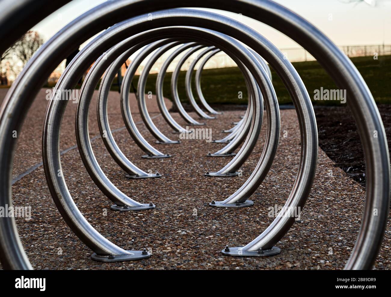 Outdoor public bicycle rack, bicycle parking Stock Photo - Alamy