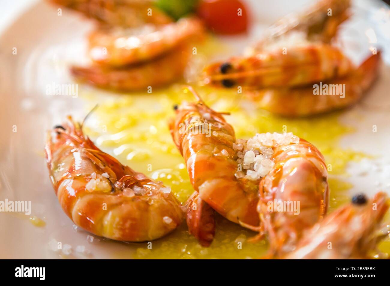 closeup of prawns with salt according to Italian cuisine Stock Photo ...