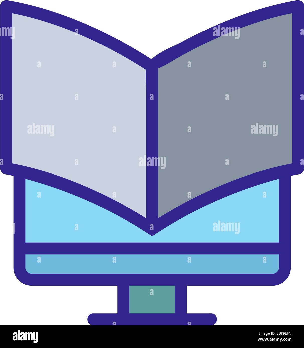 reading on the computer icon vector outline illustration Stock Vector ...